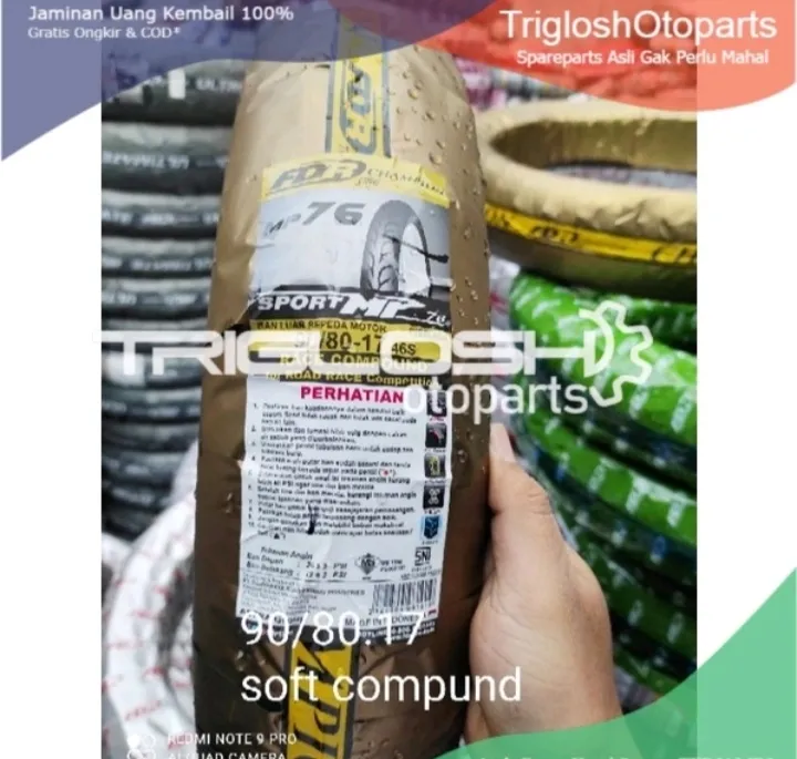BAN BARU MOTOR BEBEK ATAU RING 17 MERK FDR MP 76 UKURAN 90/80 SOFT ...