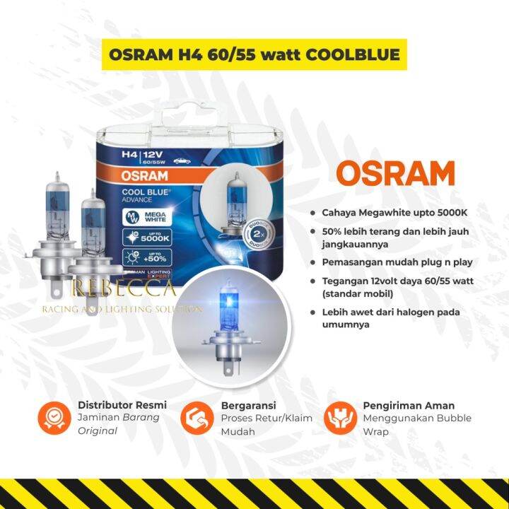 Headlamp Head Lamp lampu Kepala Mobil LED Super Terang Osram H4 ...