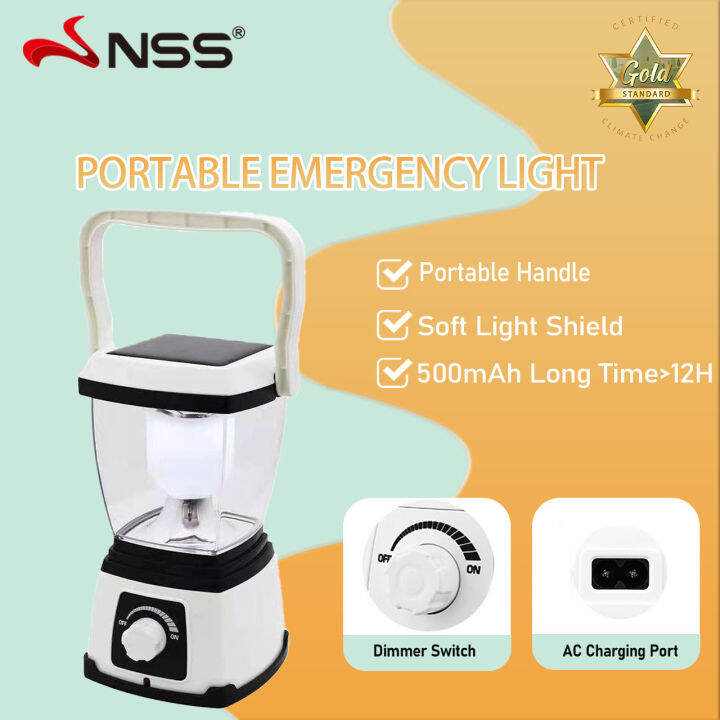NSS solar portable emergency light solar rechargeable high brightness ...