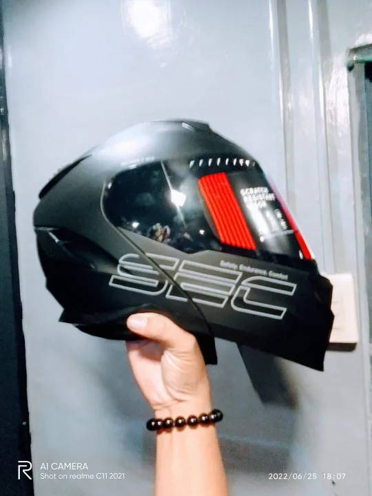 SEC REVOLT V2 DUAL VISOR MODULAR HELMET WITH FREE LENS(CLEAR&SMOKE ...