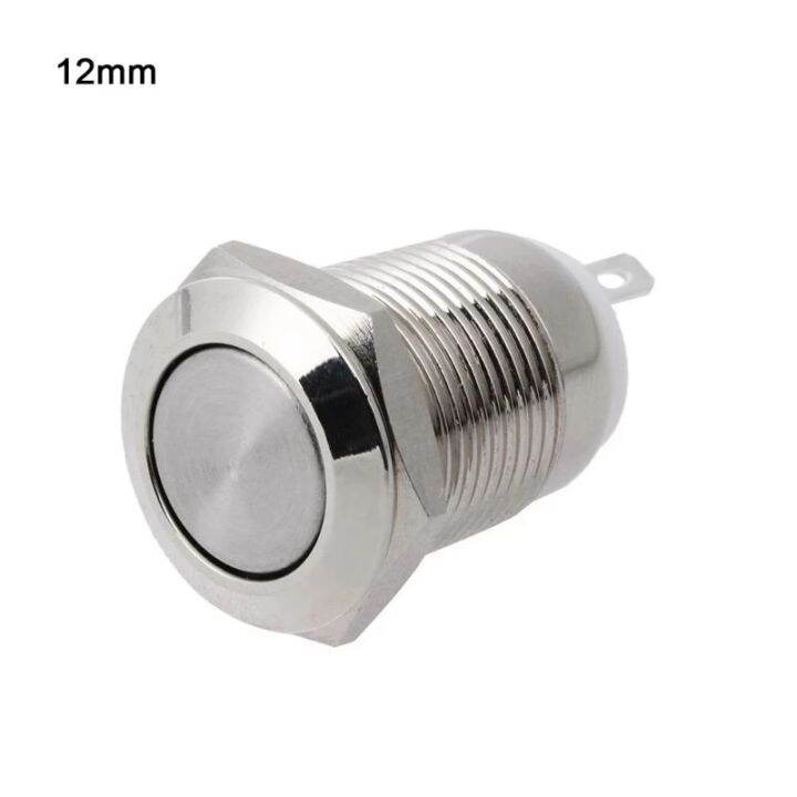 Flat//Momentary Switch 12mm Stainless Push Button On Waterproof ...