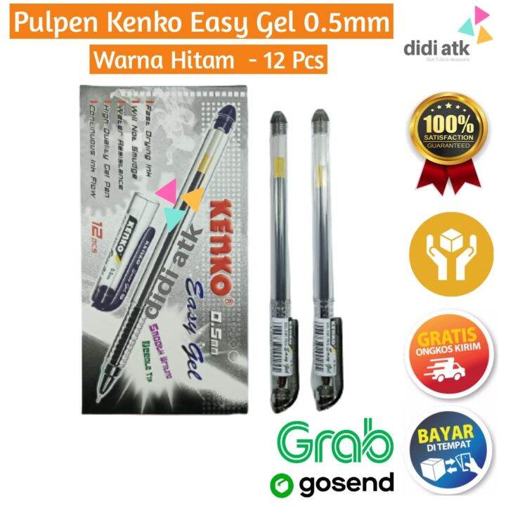 Pulpen Kenko Easy Gel Hitam / Pena Jel / Pen Tinta 0.5mm 12 Pcs ...