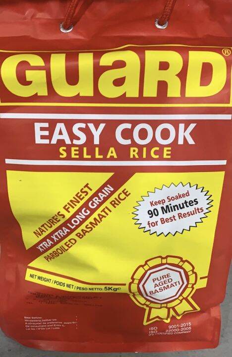 5kg Guard Easy Cook Sella Rice Parboiled Basmati Rice Extra Long Grain ...
