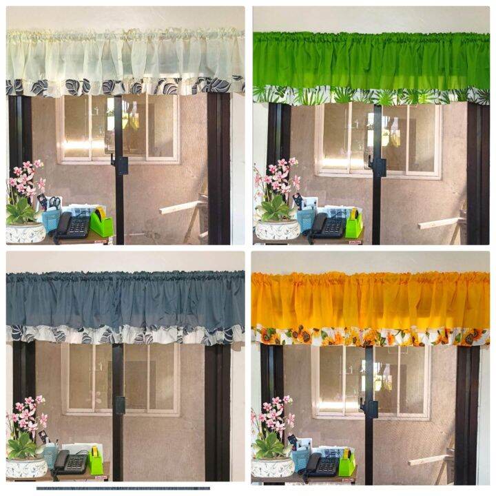 Plain Valancer With Printed Raffles Curtain Valancer | Lazada PH
