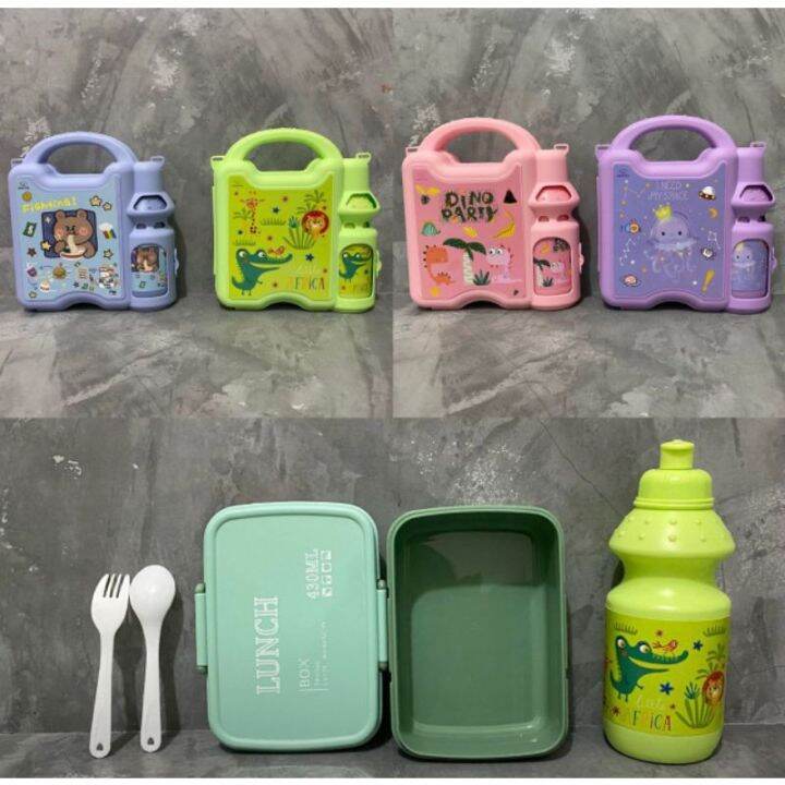 KOTAK BEKAL MAKAN DAN BOTOL PLUS SCHOOL BOX TEMPAT BEKAL ANAK LUNCH BOX KARAKTER | Lazada Indonesia