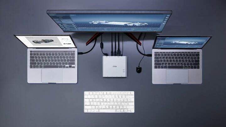 ATEN US3311 2-Port 4K DisplayPort USB-C KVM Switch with Power Pass-through | Duo Flex | Lazada