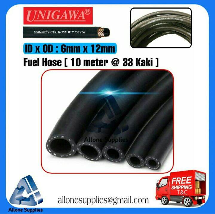 Unigawa Fuel Hose 6mm x 12mm [10 meter] 10Bar (150 psi ), Oil Hose, Petrol Hose, Diesel Hose ...