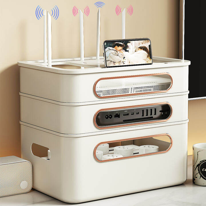 WiFi Router Storage Box TV Set Top Box Storage Rack Socket Wire ...