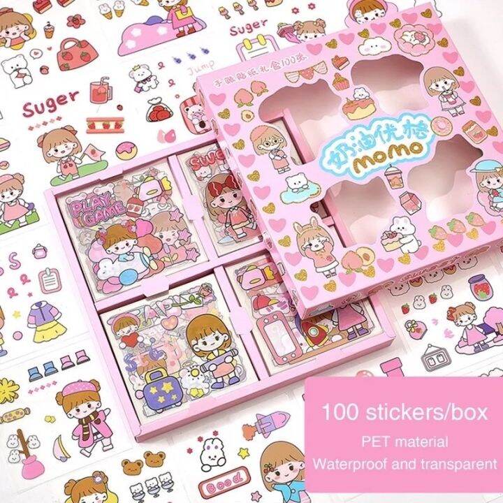 Isi 100 pcs Sticker Gemoy / Sticker Waterproof Sticker Momo Dapat Box ...