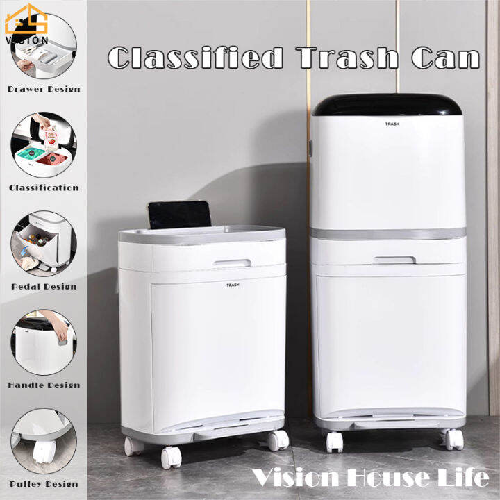 Vision Japanese Double-layer Garbage Can Dry and Wet Separation Garbage ...