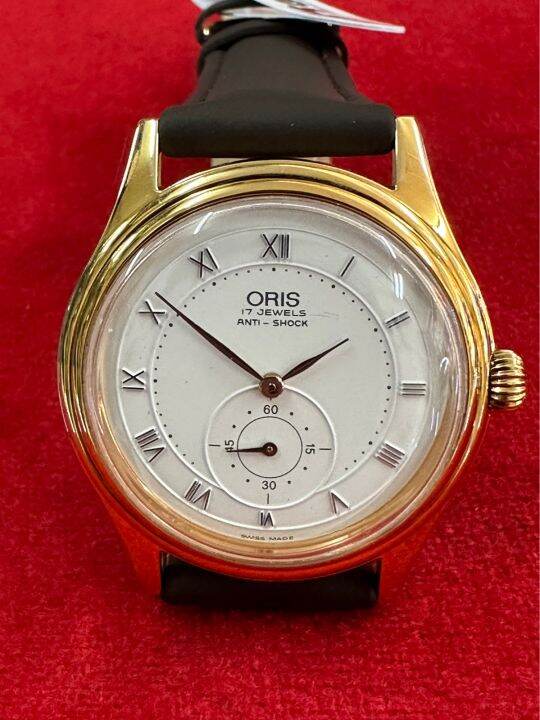 ORIS 17 Jewels Anti-Shock ระบบไขลาน ตัวเรือนทองชุบ นาฬิกาผู้ชาย มือสองของแท้ | Lazada.co.th