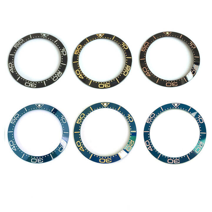 Sloped Ceramic Bezel Insert 40*31.6mm For Sea Master Series Black Blue ...