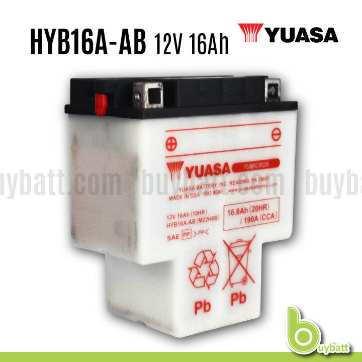 Yuasa HYB16A-AB Battery Replacement - AGM Sealed for Motorcycle ...