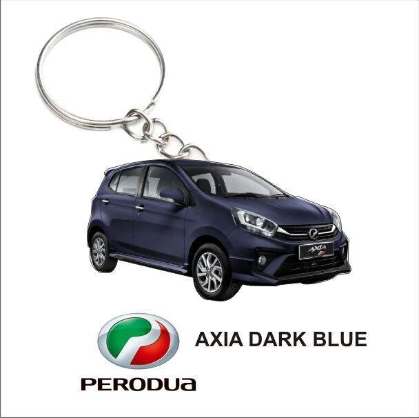 Perodua Axia Dark Blue Keychain 2d axia blue axia biru | Lazada