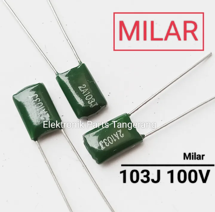 (10 BUAH) CAPACITOR MILAR 103J 100V 10nf 0.01uf 103 J 100V CAPACITOR MYLAR CBB 103J 100V ...