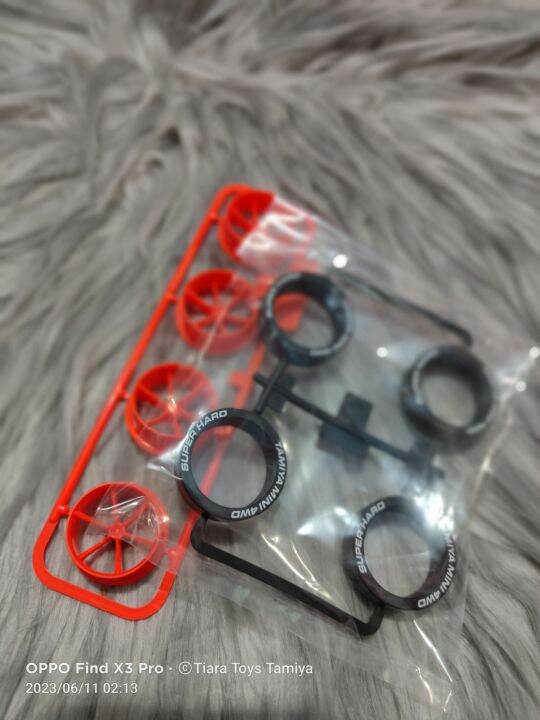 Tamiya Wheel Set / Velg Extra Large Orange 6 Spoke Narrow + Ban Super ...