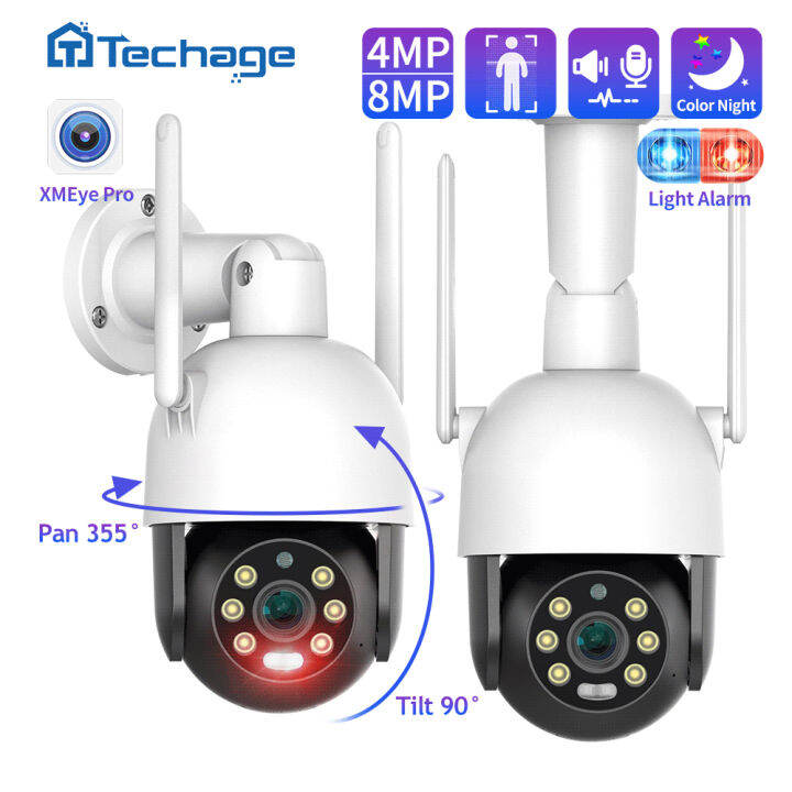 Techage PT825B CCTV camera 4MP/8MP wireless WIFI two-way audio IP camera connected to mobile ...