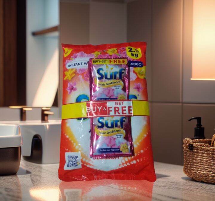 Surf Powder Detergent Pouch Cherry Blossom 2.2kg + Surf FabCon 25ml x 6 ...