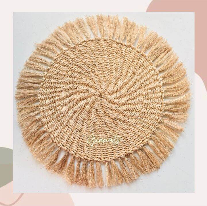 Natural Rustic Abaca Round Placemat for Dining Table Handwoven with ...