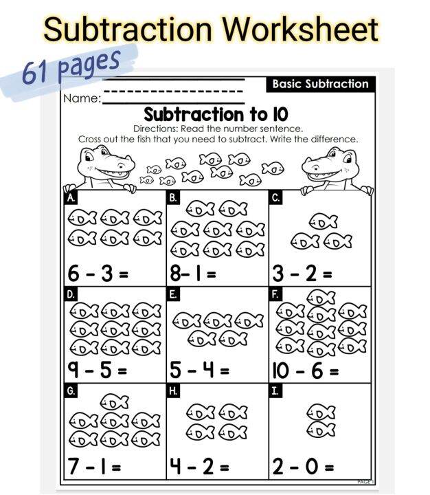 Mathematic Worksheet Preschool Subtraction Basic Worksheet Exercise ...