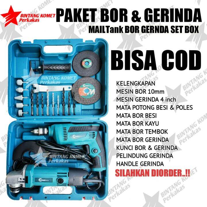 PAKET BOR KOPER BOR 10mm DAN GERINDA 4inch MAILTANK SH-01-119 MESIN BOR ...