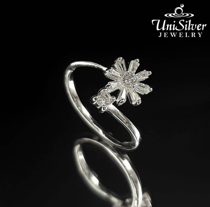 Unisilver 925 Sterling Silver Open Adjustable Flower Ring (RS686-1001 ...