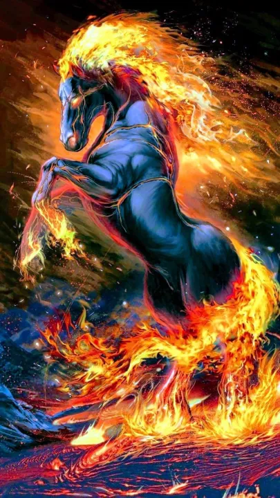 poster cetak, KUDA API, UKURAN JUMBO 100 X 70 CM/ Hiasan Dinding ...