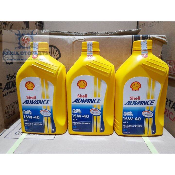 Paket Hemat (3 Pcs) Oli Shell Advance AX5 15W-40 Motor Sport 4T 1 Liter ...