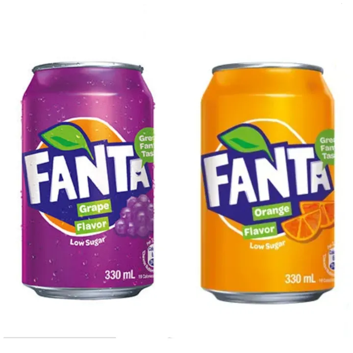 Fanta Flavoured Soda Drinks Grapes low sugar or Orange low sugar Pack of 8 Cans 335ml | Lazada PH