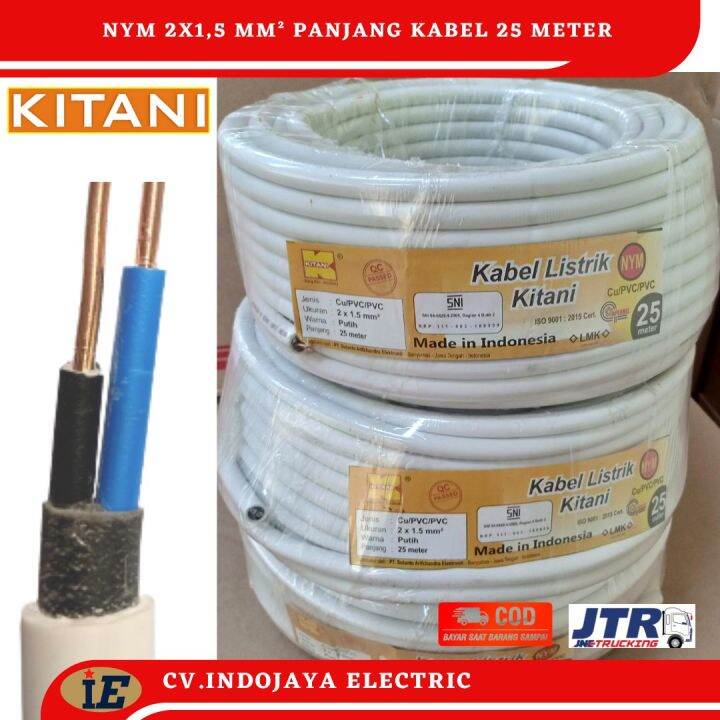 Kabel NYM 2X1,5 Kitani Kabel Panjang 25 Meter Kabel Listrik kawat Kabel Listrik 2x1.5 | Lazada ...