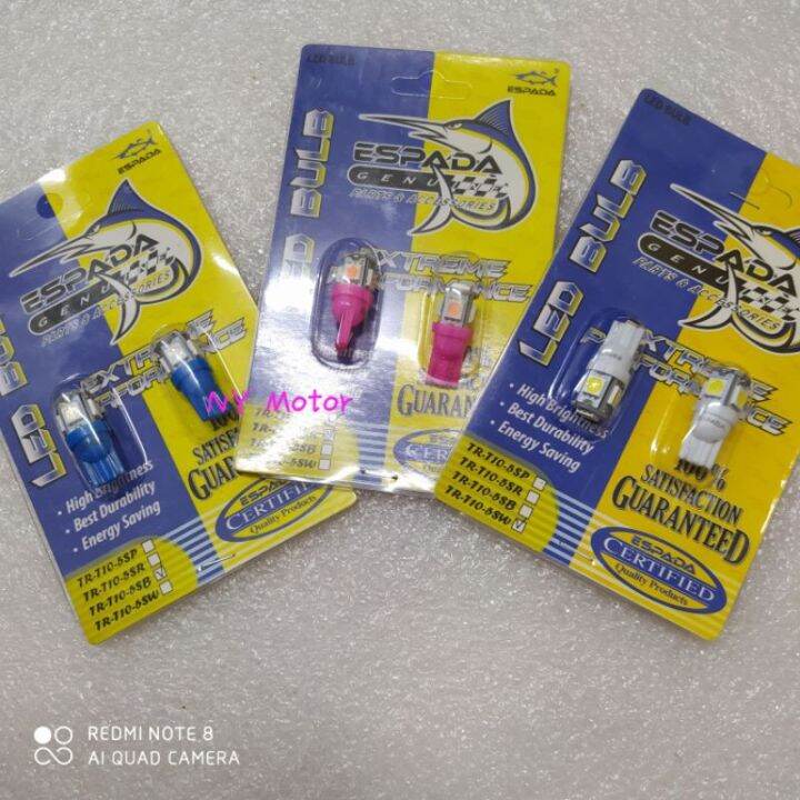 2 pcs LED Bulb/ Mentol T10 ESPADA White Blue Pink | Lazada