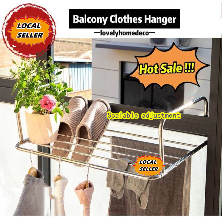 Window or Balcony Clothes Drying Rack with Stainless Steel Frame ...