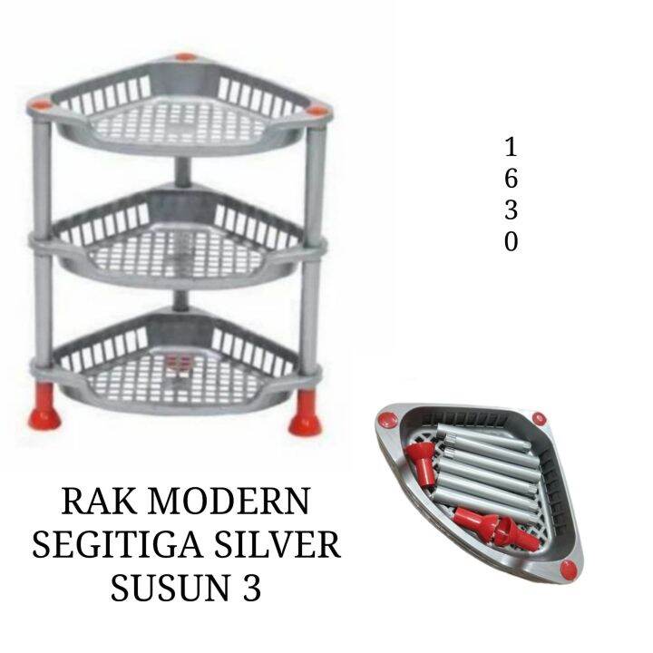Rak segitiga silver susun 3 | Lazada Indonesia