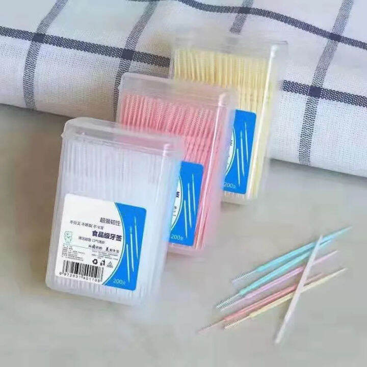 200 Pcs Double Head Tooth Double Headed Dental Floss Toothpick Catering ...