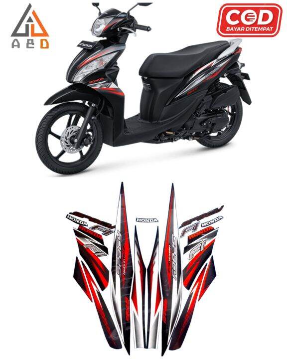 Stiker Striping Lis Motor Honda Spacy 110 FI 2016 Hitam Standar Full ...