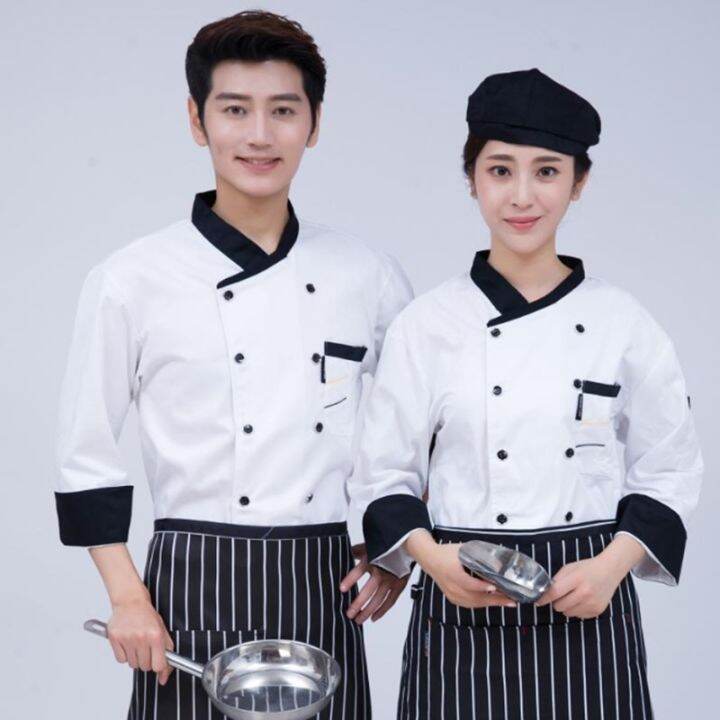 Cotton Chef Uniform Costume Breathable Oil Stain Prevention Food ...