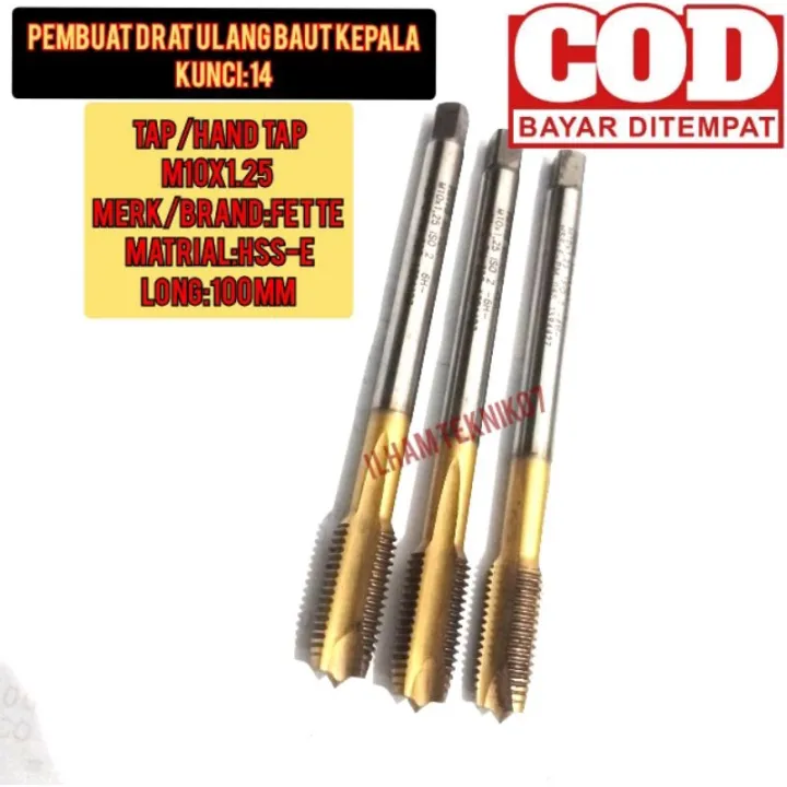 handtap pembuat drat ulang baut kepala kunci 14 tap m10x1.25 po | Lazada Indonesia