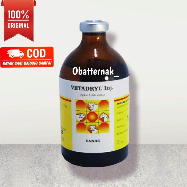 VETADRYL 100 ML SANBE - OBAT ANTIHISTAMIN SAPI KAMBING DOMBA BABI ...