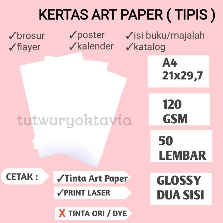 kertas art paper 120 GSM ukuran A4 isi 50 lembar | Lazada Indonesia