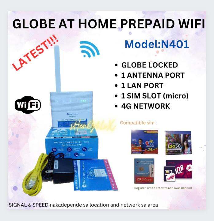 N401 GLOBE AT HOME PREPAID WIFI 50GB FREE GLOBE LOCK SEALED | Lazada PH
