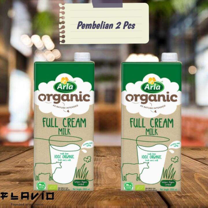 Paket 2 Pcs Susu Full Cream Arla Organic UHT 1 Liter / Arla Full Cream ...