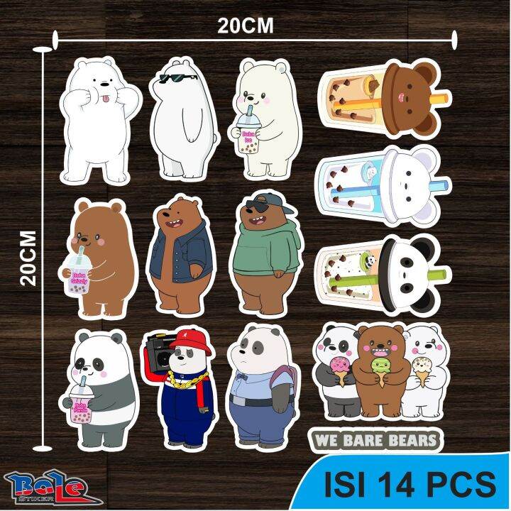 STIKER PACK BERUANG PANDA isi 14 pcs sticker hits helm laptop hp lucu ...
