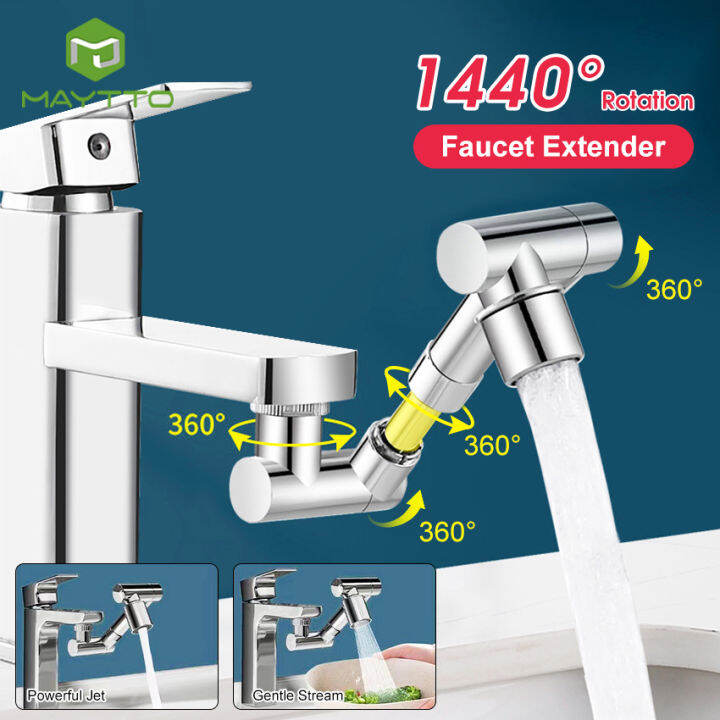 MAYTTO Splash Proof Faucet Extendable 1440° Mechanical Arm Universal ...