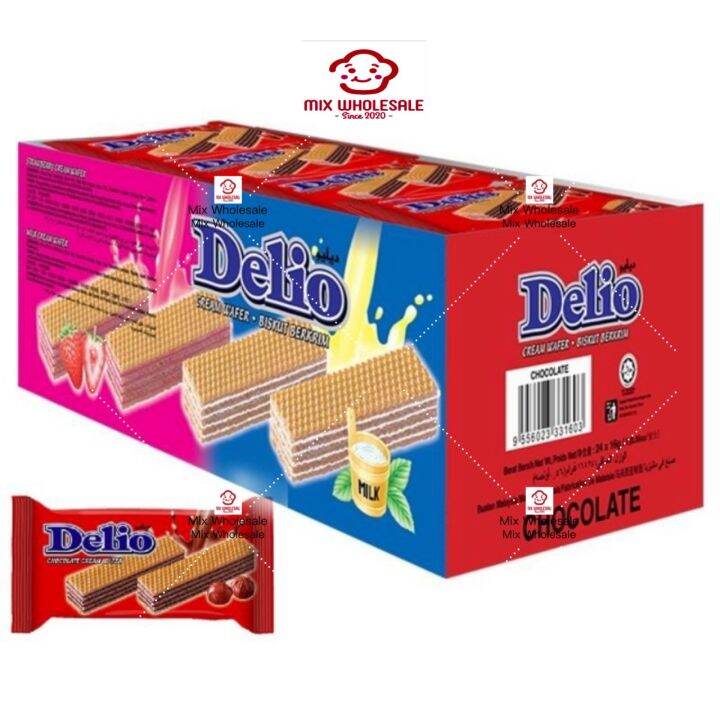 16g x 24pcs Delio Cream Wafer [Chocolate / Strawberry / Milk /orange ...