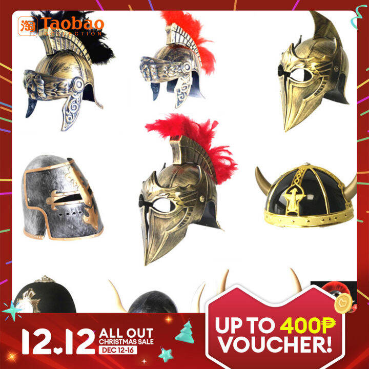 Cos Fancy Dress Ball Roman Helmet Horn Devil Hat Hero of Sparta Cap ...