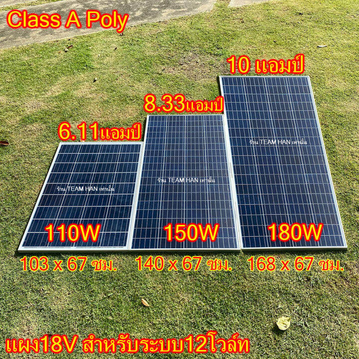 สินค้าใหม่ (ประกัน25ปี) แผง TUVเยอรมัน 30W 110W 150W 180W ClassA poly โพลี โซล่าเซลล์ 12V 18V ...