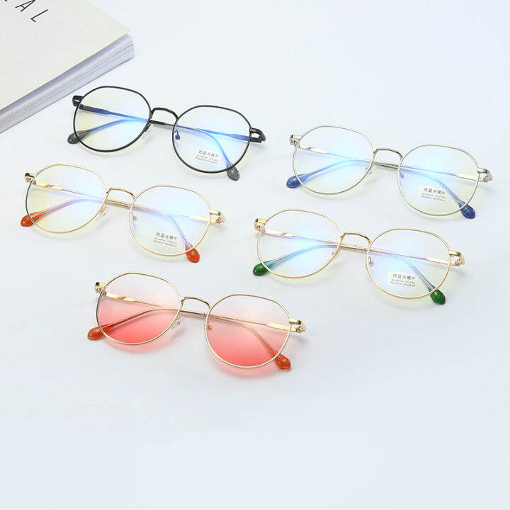 fashion anti Asul na ilaw Salamin Para sa Lalaki At Babae uso metal Bilog na frame Computer ...