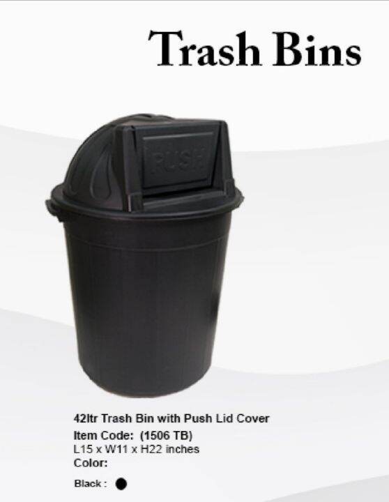 Trashbin with push lid Cover 42 liters | Lazada PH