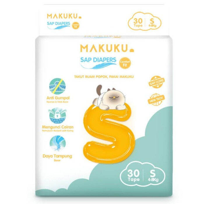 MAKUKU SAP Diapers Comfort Fit S30/ Tipe Tape/Perekat | Lazada Indonesia