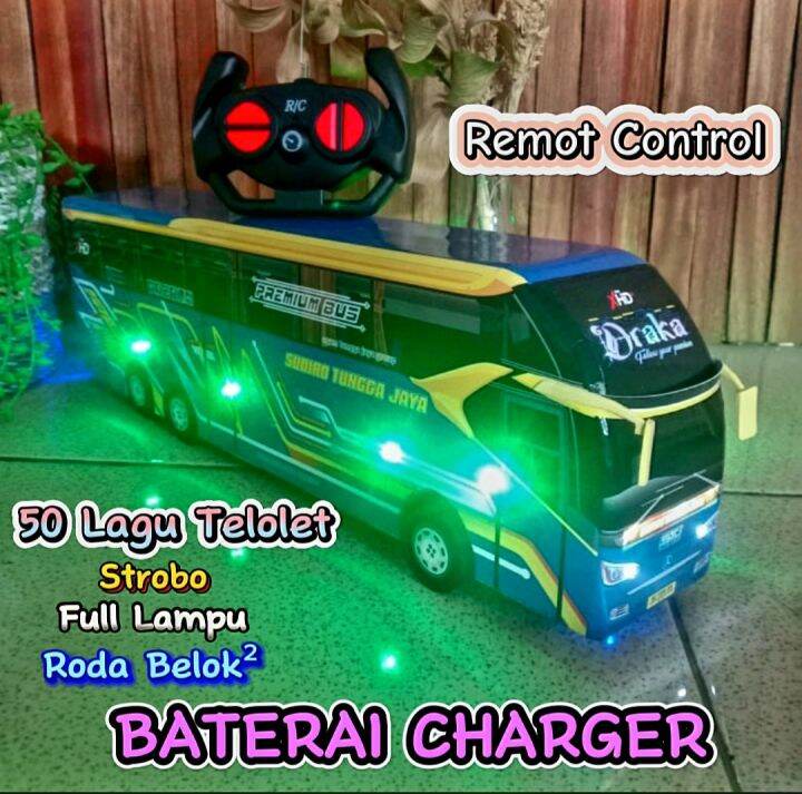 Miniatur bus telolet basuri remot strobo mainan Sudiro Tungga Jaya ...